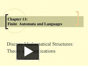 PPT – Chapter 13: Finite Automata and Languages PowerPoint presentation ...