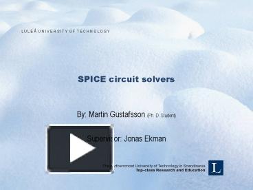 PPT – SPICE circuit solvers PowerPoint presentation | free to view - id ...