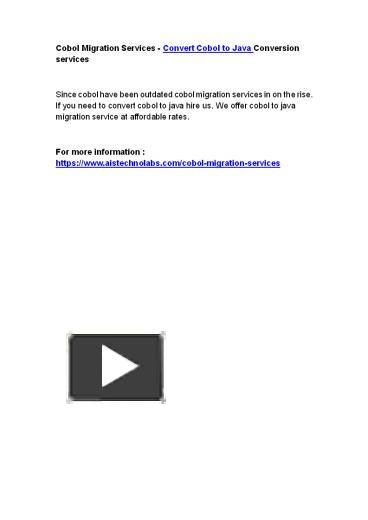 Cobol Migration Services - Convert Cobol to Java Conversion services ...