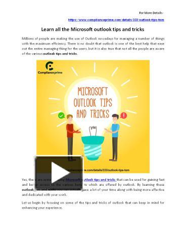 Learn all the Microsoft outlook tips and tricks presentation | free to ...