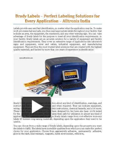 Brady Labels – Perfect Labeling Solutions For Every Application ...
