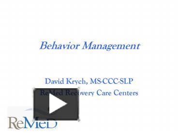 Behavior Management presentation | free to view