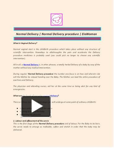 Normal Delivery | Normal Delivery procedure | ElaWoman presentation ...