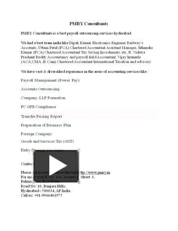 PPT – PMRY Consultants, payroll outsourcing services india PowerPoint ...