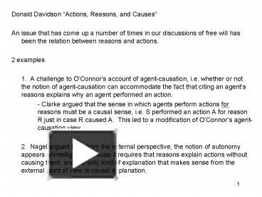 PPT – Donald Davidson Actions, Reasons, and Causes PowerPoint ...