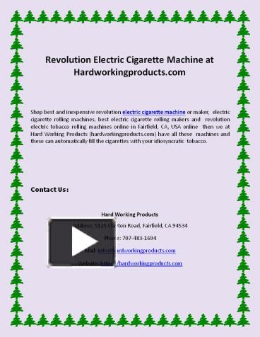 Revolution Electric Cigarette Machine at Hardworkingproducts.com ...