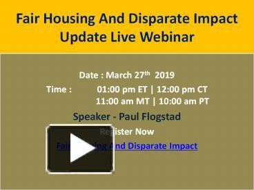 Fair Housing And Disparate Impact Update 2019 presentation | free to ...