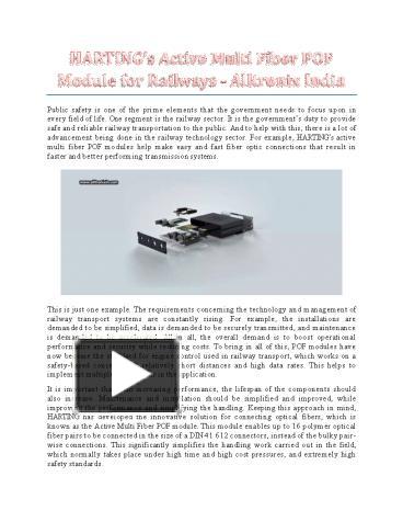 HARTING’s Active Multi Fiber POF Module For Railways - Alltronix India ...