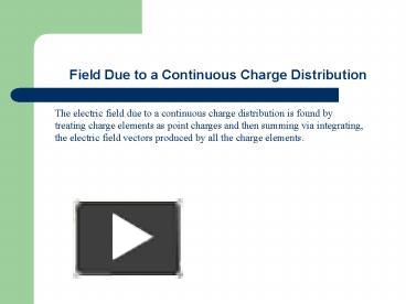 PPT – Field Due to a Continuous Charge Distribution PowerPoint ...