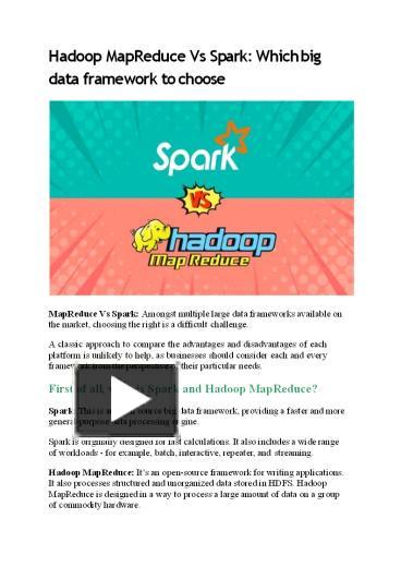 Hadoop MapReduce Vs Spark: Which big data framework to choose ...