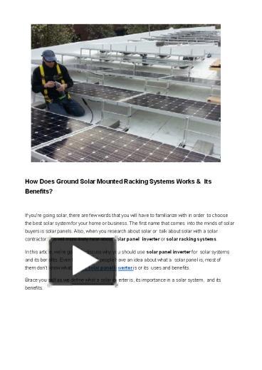 PPT – How Does Ground Solar Mounted Racking Systems Works & Its ...