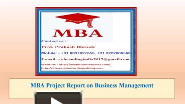 PPT – MBA Project Report on Business Management PowerPoint presentation ...