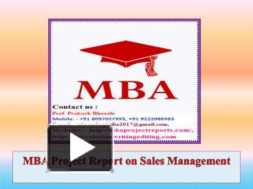 PPT – MBA Project Report on Sales Management PowerPoint presentation ...