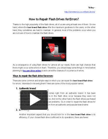 How to Repair Flash Drives for Errors? presentation | free to download