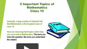 5 Important Topics of Mathematics Class 10 presentation | free to download