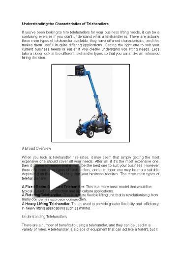 Understanding the Characteristics of Telehandlers presentation | free ...