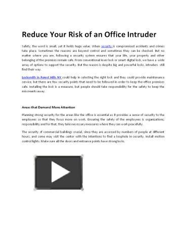 PPT – Reduce Your Risk of an Office Intruder PowerPoint presentation ...