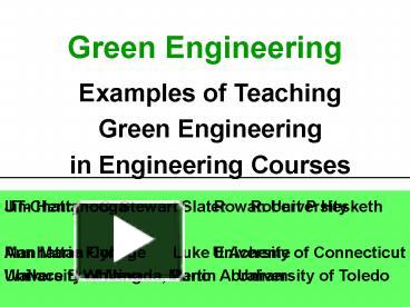 Green Engineering presentation | free to view
