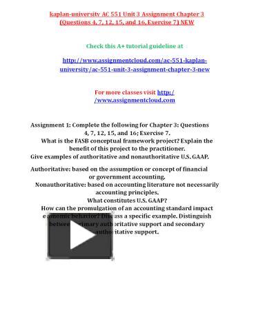 PPT – AC 551 Unit 3 Assignment Chapter 3 (Questions 4, 7, 12, 15, and ...