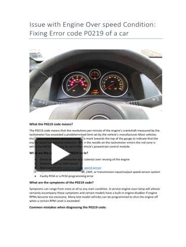 PPT – Partsavatar Canada - Fixing Error code P0219 of a car PowerPoint ...