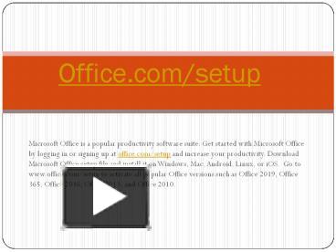 www.Office.Com/Setup - Office Product Key presentation | free to download