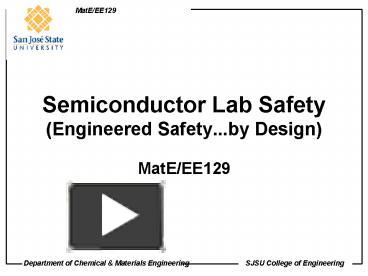 Semiconductor Lab Safety Engineered Safety'''by Design presentation ...