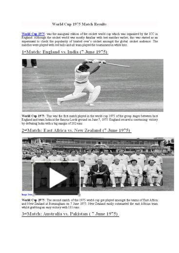PPT – ICC CRICKET WORLD CUP 1975 MATCH RESULTS PowerPoint presentation ...