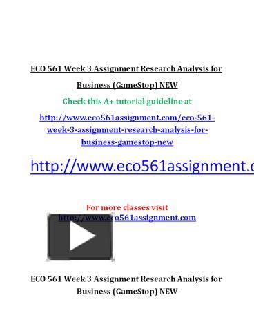 PPT – ECO 561 Week 3 Assignment Research Analysis for Business ...