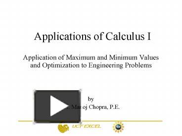 Applications of Calculus I presentation | free to view