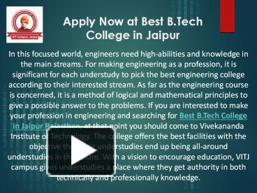 PPT – Apply Now at Best B.Tech College in Jaipur PowerPoint ...
