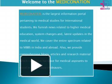 PPT – MBBS in India | Study MBBS in Abroad-Mediconation PowerPoint ...