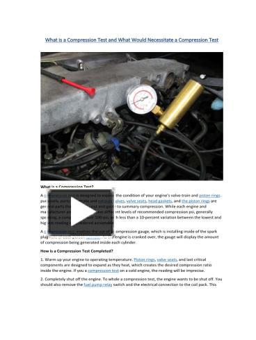 PPT – Partsavatar Car Accessories, Canada - What is a Compression Test ...