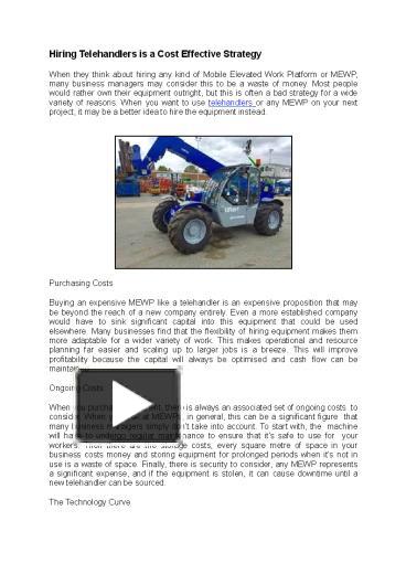 PPT – Hiring Telehandlers is a Cost Effective Strategy PowerPoint ...