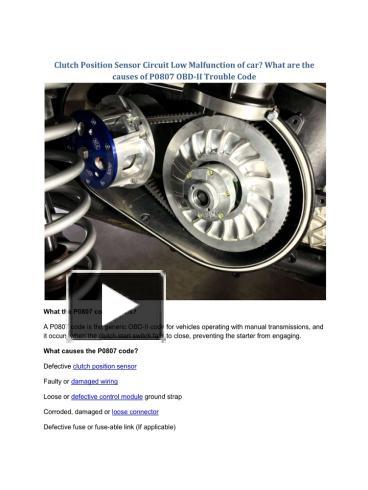 Partsavatar.Ca - What is the clutch Position Sensor Circuit Low ...