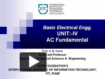 Basic Electrical Engineering - Department of Applied Sciences and ...
