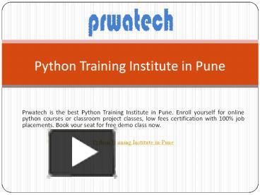 Python Training Institute in Pune presentation | free to download