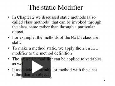 PPT – The static Modifier PowerPoint presentation | free to download ...
