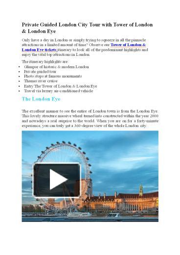 Private Guided London City Tour with Tower of London & London Eye ...