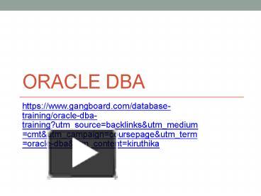 Oracle DBA Online Training presentation | free to download