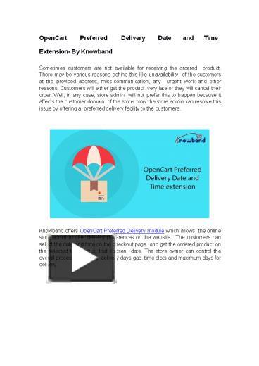 OpenCart Preferred Delivery Date and Time Extension presentation | free ...