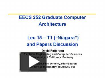 EECS 252 Graduate Computer Architecture Lec 15 presentation | free to ...