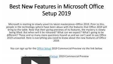 PPT – Best New Features in Microsoft Office Setup 2019 PowerPoint ...