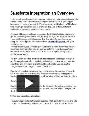 SALESFORCE INTEGRATION AN OVERVIEW presentation | free to download