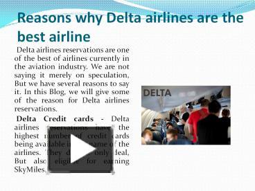 Reasons why Delta airlines are the best airline | Delta flights ...