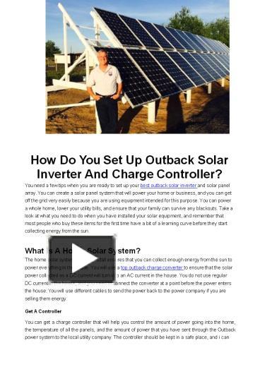 How Do You Set Up Outback Solar Inverter And Charge Controller ...