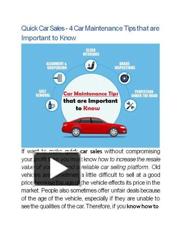 PPT – Quick Car Sales - 4 Car Maintenance Tips that are Important to ...