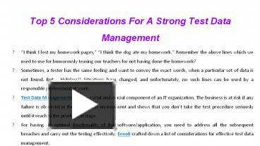 PPT – Top 5 Considerations For A Strong Test Data Management PowerPoint ...