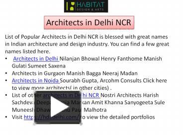 PPT – Architects in Delhi NCR PowerPoint presentation | free to ...