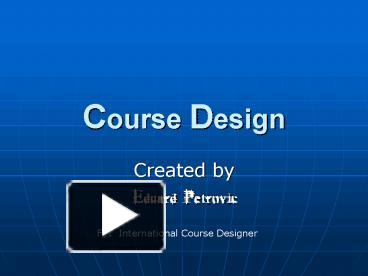Course Design presentation | free to view