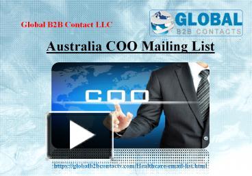 Australia COO Mailing List presentation | free to download